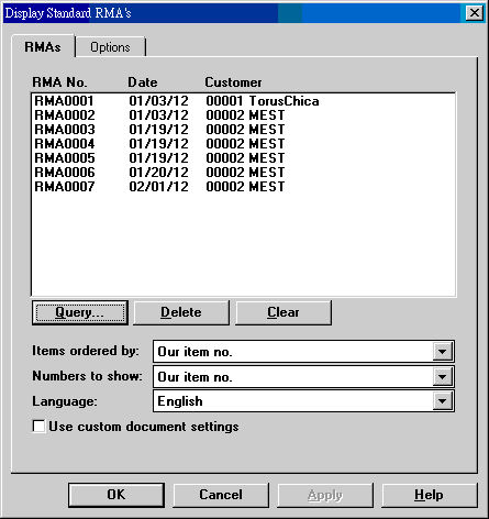 ET652 RMA Viewing, Printing & Control Reports
